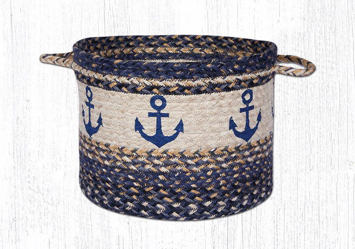 Blue Anchors Printed Utility Basket – Coastal Place
