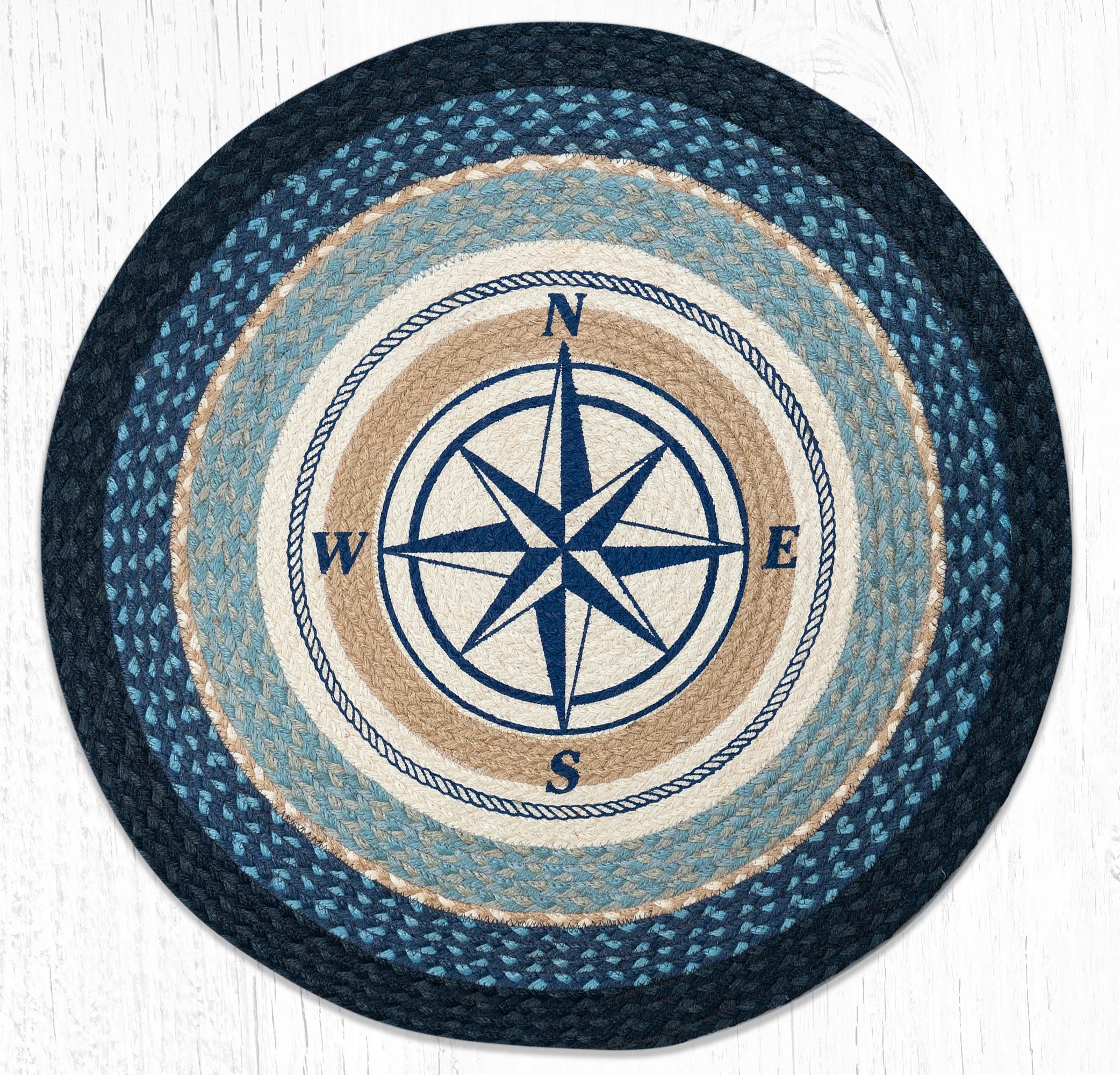 Compass Blues Round Patch Rug – Coastal Place