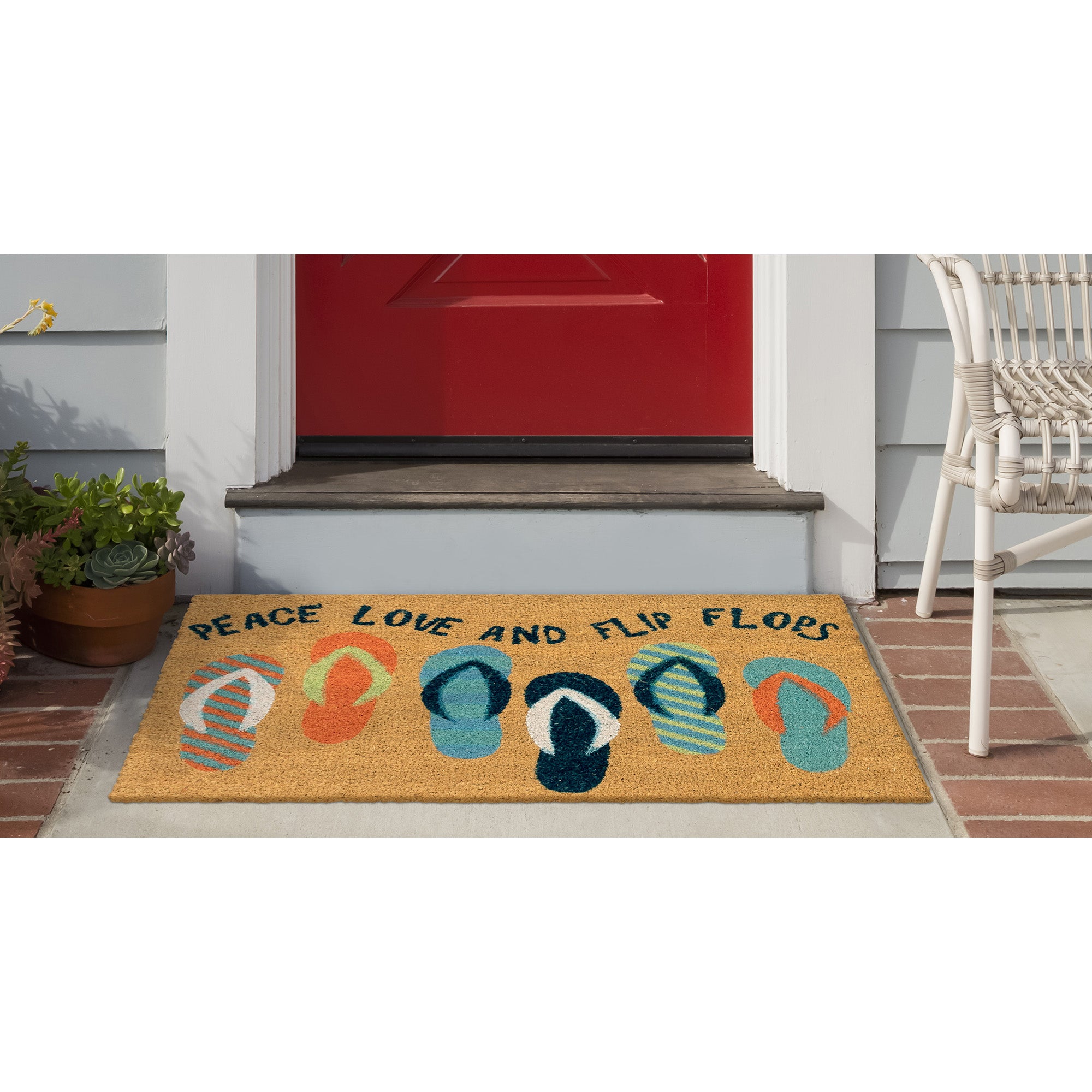 Peace, Love, Flip Flops Tan Accent Rug – Coastal Place