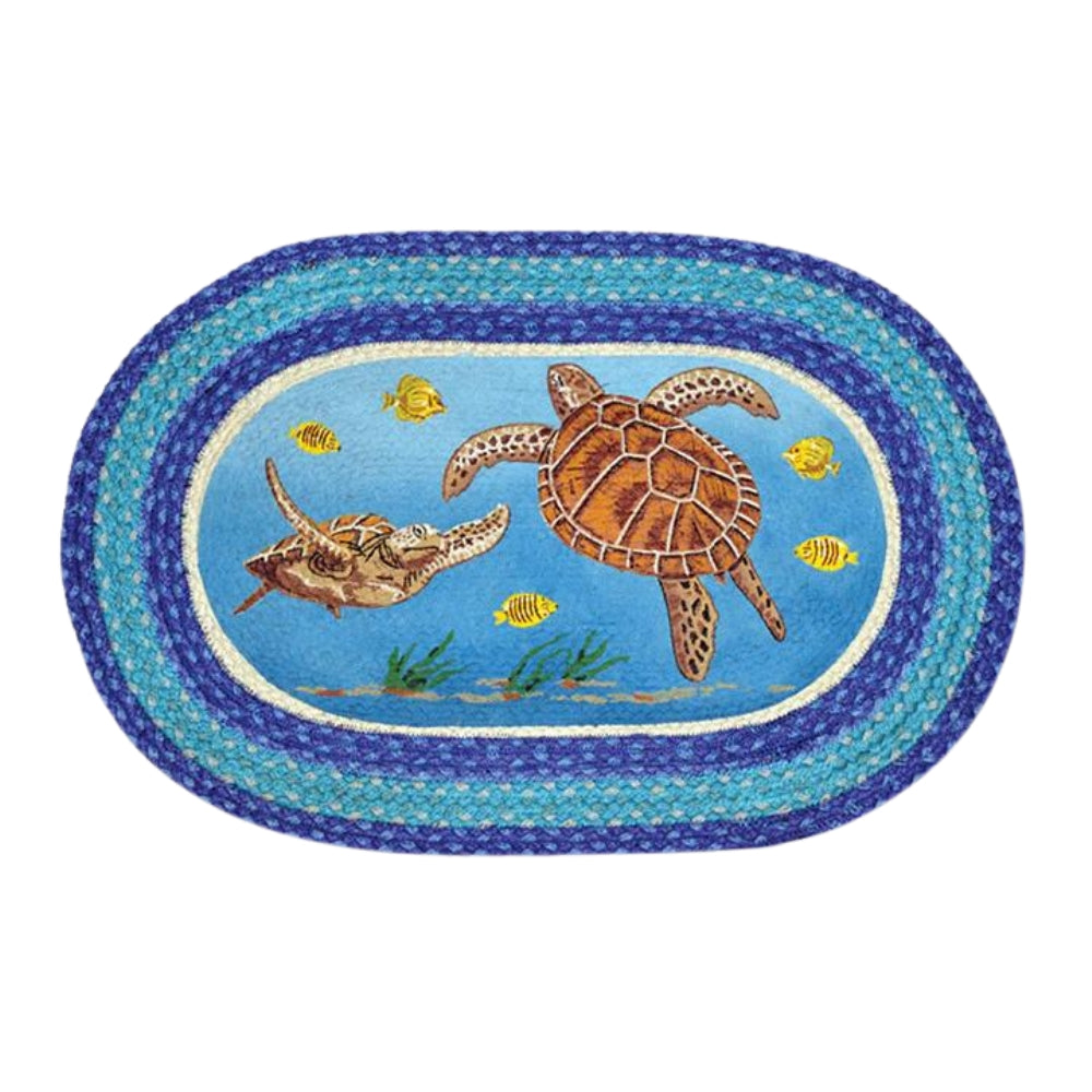 Sea Turtle Cove Oval Patch Rug – Coastal Place