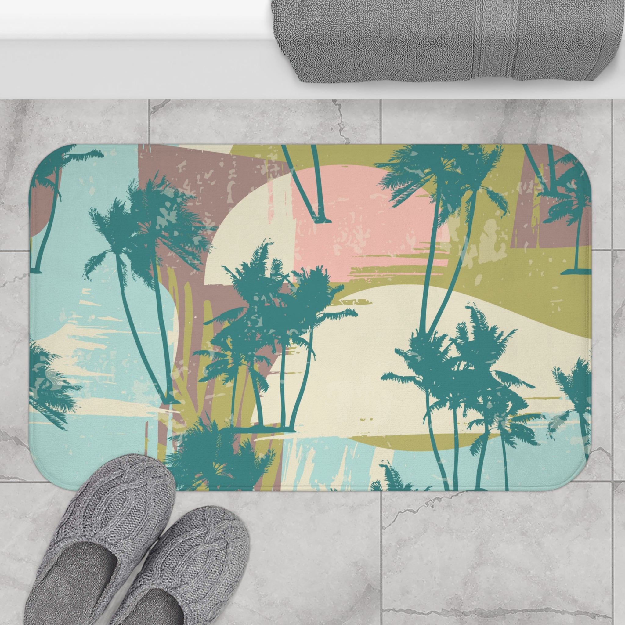 Tropical Palm Tree Bath Mat – Coastal Place