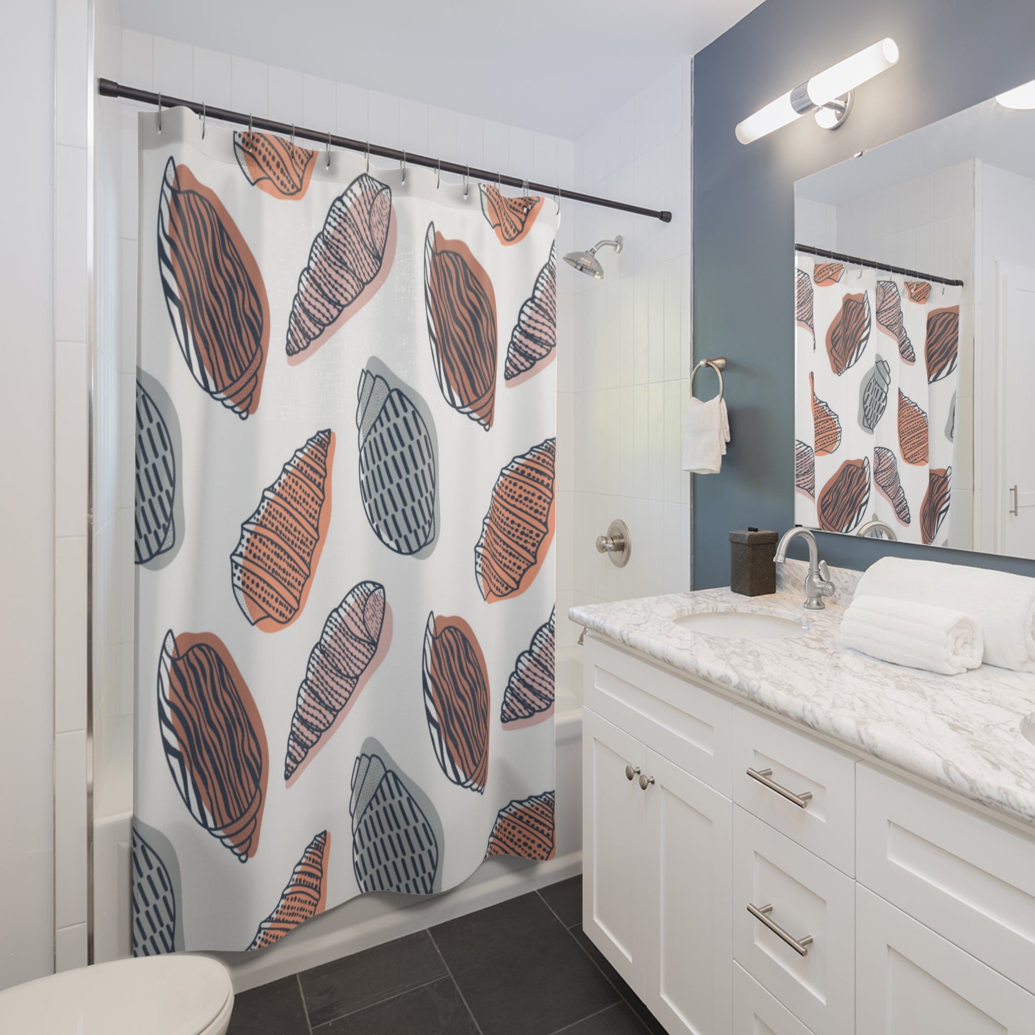 White Shell Shower Curtain – Coastal Place