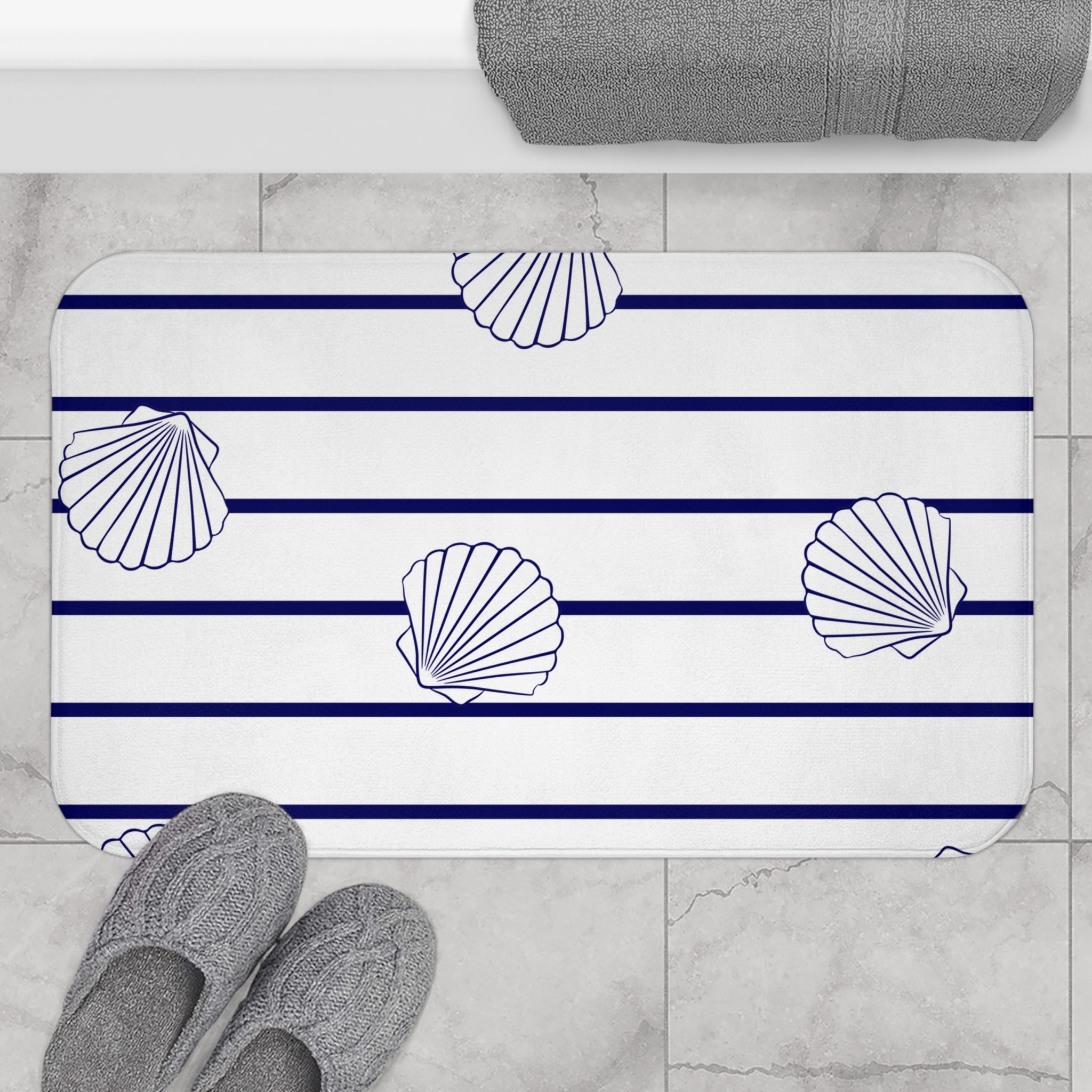 Clam Stripe Bath Mat – Coastal Place