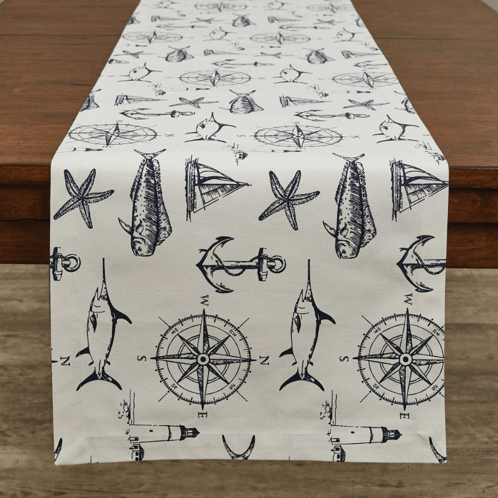 Ocean Blueprint Natural Table Runner – Coastal Place
