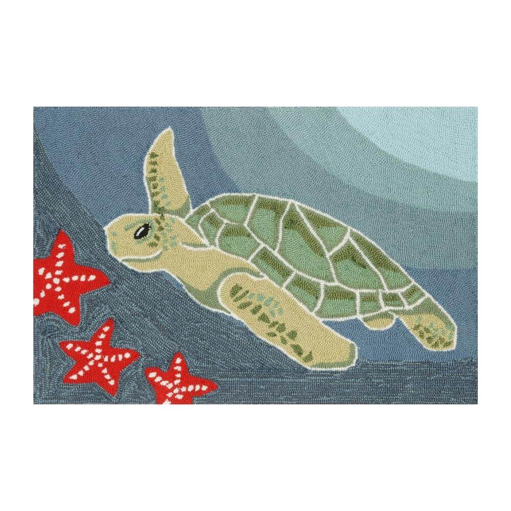 Sea Turtle And Starfish Rug – Coastal Place