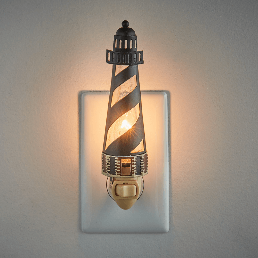 Striped Lighthouse Night Light – Coastal Place